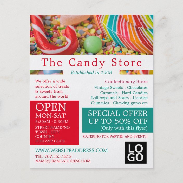 Assorted Candy, Confectionery Supplies Advertising Flyer | Zazzle.com