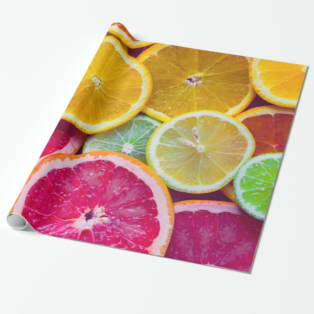 Assorted Circles of Citrus Fruit Wrapping Paper | Zazzle