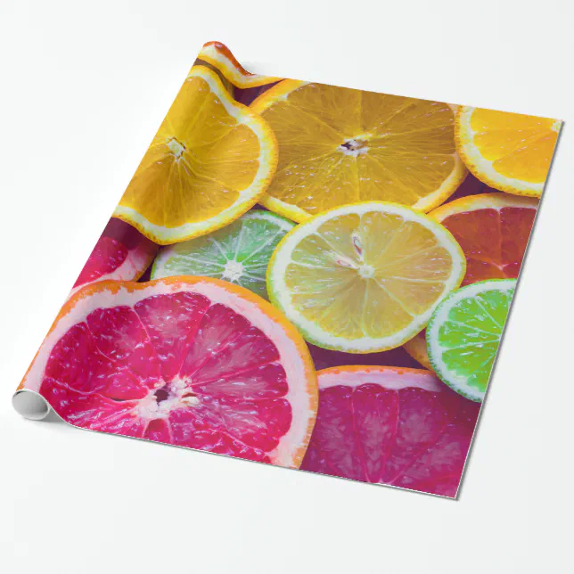 Assorted Circles of Citrus Fruit Wrapping Paper | Zazzle