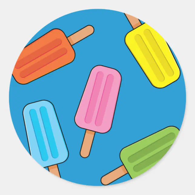 Assorted Colorful Popsicles Pattern Classic Round Sticker | Zazzle