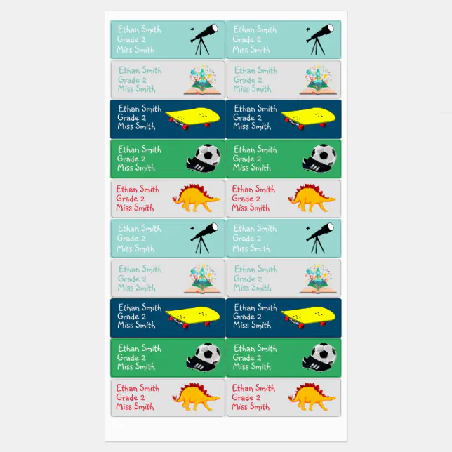 Assorted cute boy grade school kids' labels | Zazzle