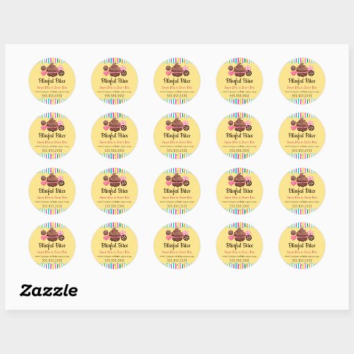 Assorted Desserts Bakery Packaing Classic Round Sticker | Zazzle