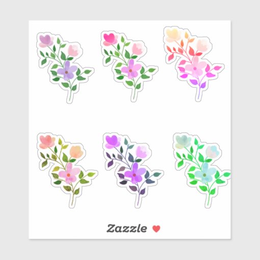 Assorted Flowers Sticker Set | Zazzle