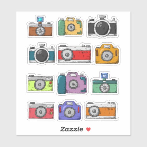 Assorted Retro Cameras Sticker Set | Zazzle