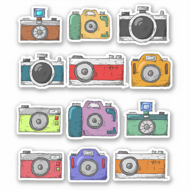 Assorted Retro Cameras Sticker Set | Zazzle