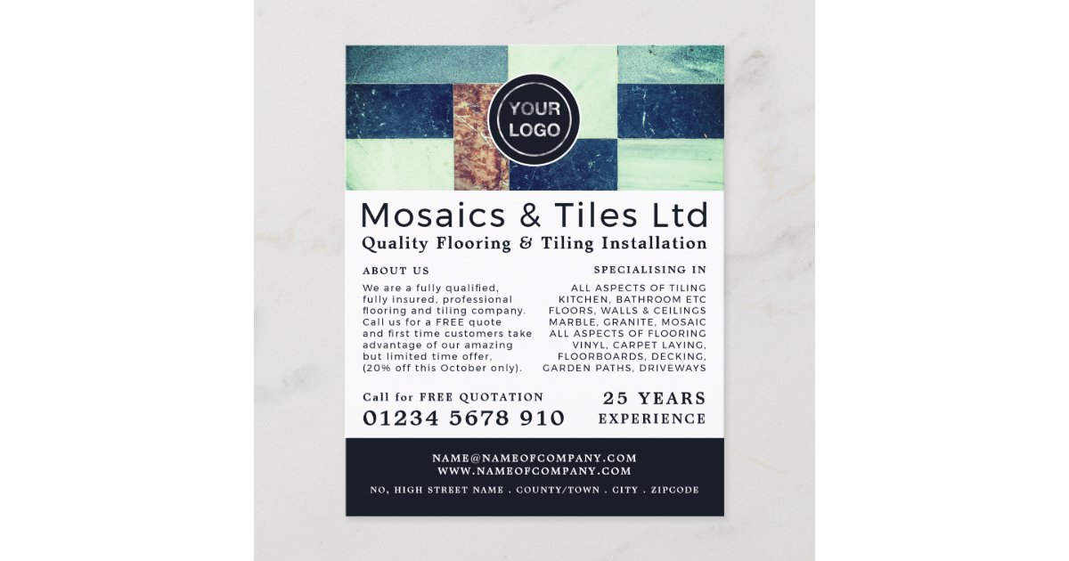 Assorted Tiles, Floorer, Tile Installer Advert Flyer | Zazzle