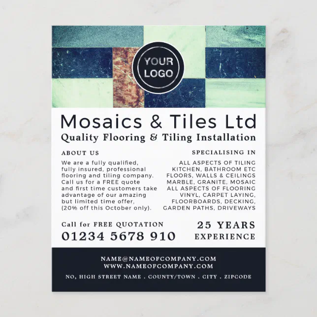 Assorted Tiles, Floorer, Tile Installer Advert Flyer | Zazzle