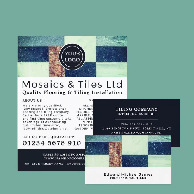 Assorted Tiles, Floorer, Tile Installer Business Card | Zazzle