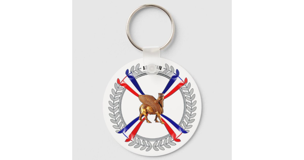 Assyrian Lamassu & Flag Keychain | Zazzle
