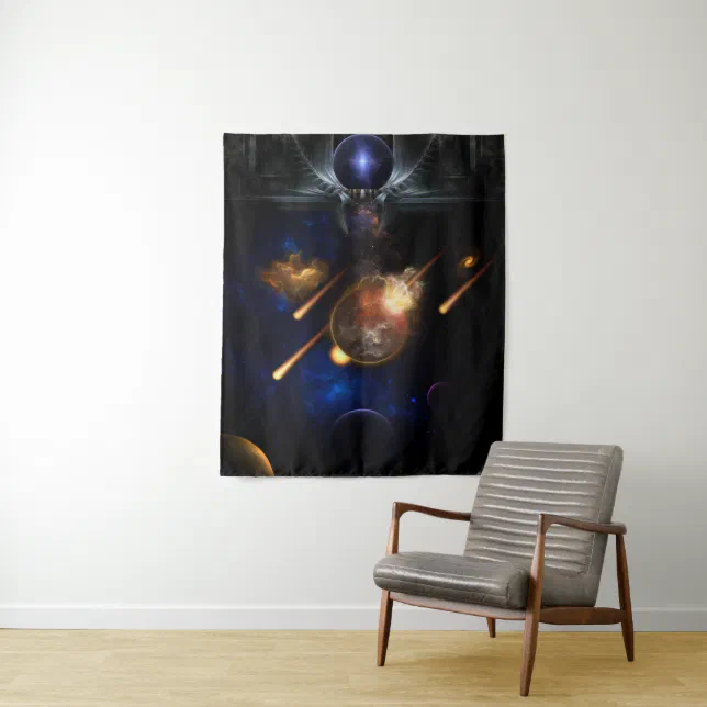 Asteroid Apocalypse Fractal Art Spacescape Tapestry | Zazzle