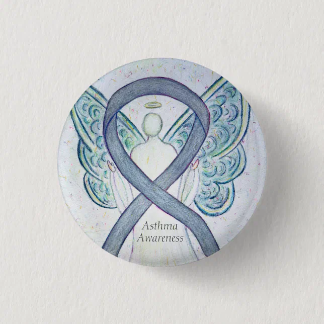 Asthma Awareness Ribbon Angel Customized Art Pin | Zazzle