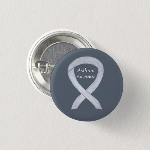 Asthma Awareness Ribbon Custom Art Pin Buttons | Zazzle
