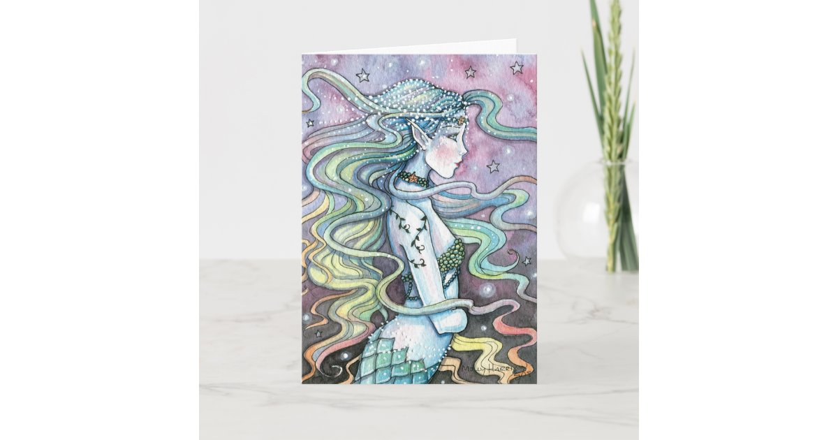 Astra Celestial Mermaid Art Card Notecard | Zazzle