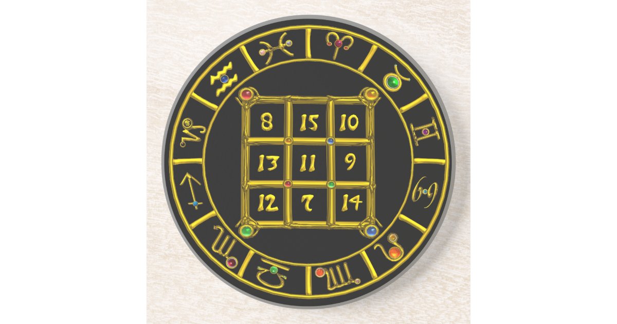 ASTRAL CODE,MAGIC SQUARE 33 Zodiac Astrology Chart Drink Coaster | Zazzle