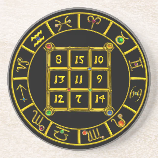 ASTRAL CODE,MAGIC SQUARE 33 Zodiac Astrology Chart Drink Coaster | Zazzle