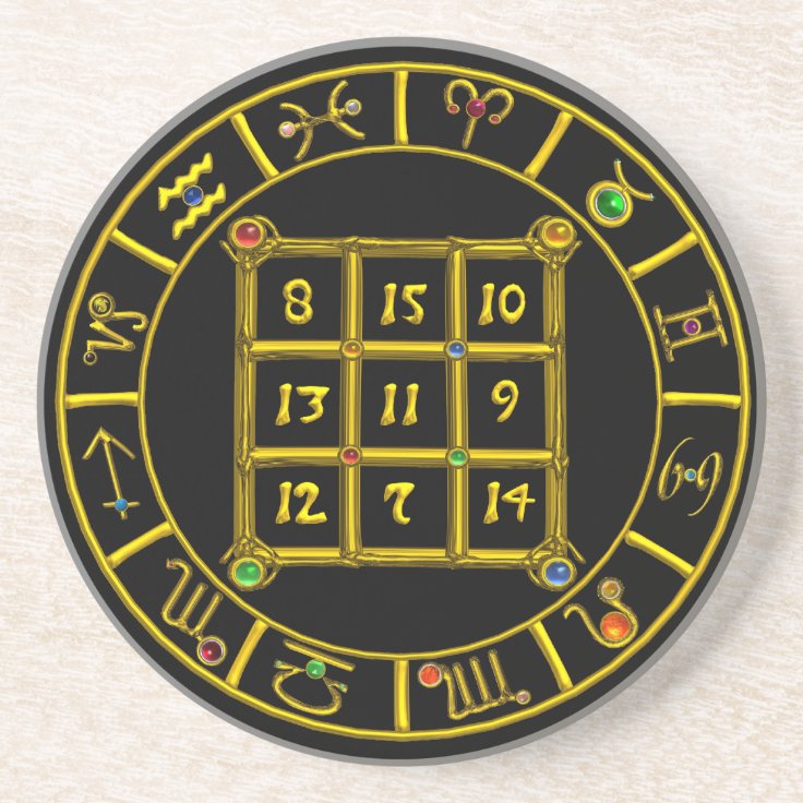 ASTRAL CODE,MAGIC SQUARE 33 Zodiac Astrology Chart Drink Coaster | Zazzle