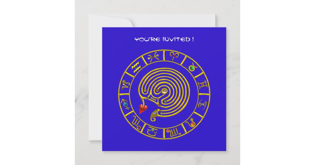 ASTRAL LABYRINTH , black and white ,blue red Invitation | Zazzle