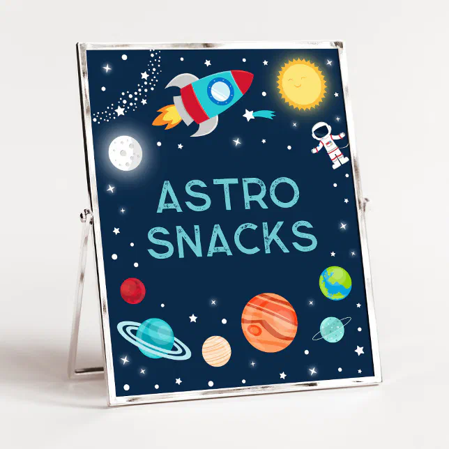 Astro Snacks Space Astronaut Planets Birthday Poster | Zazzle