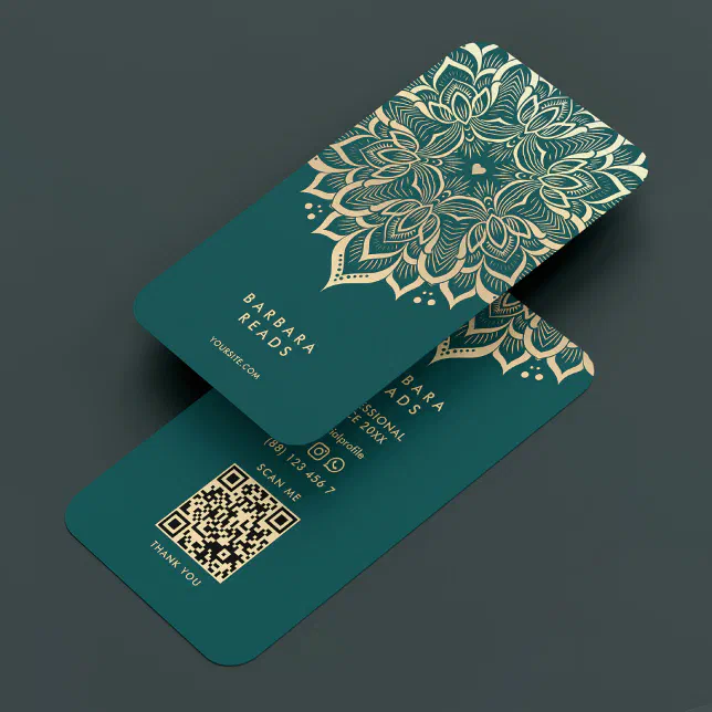 Astrologer Astrologist Dark Teal Mandala Elegant Business Card | Zazzle