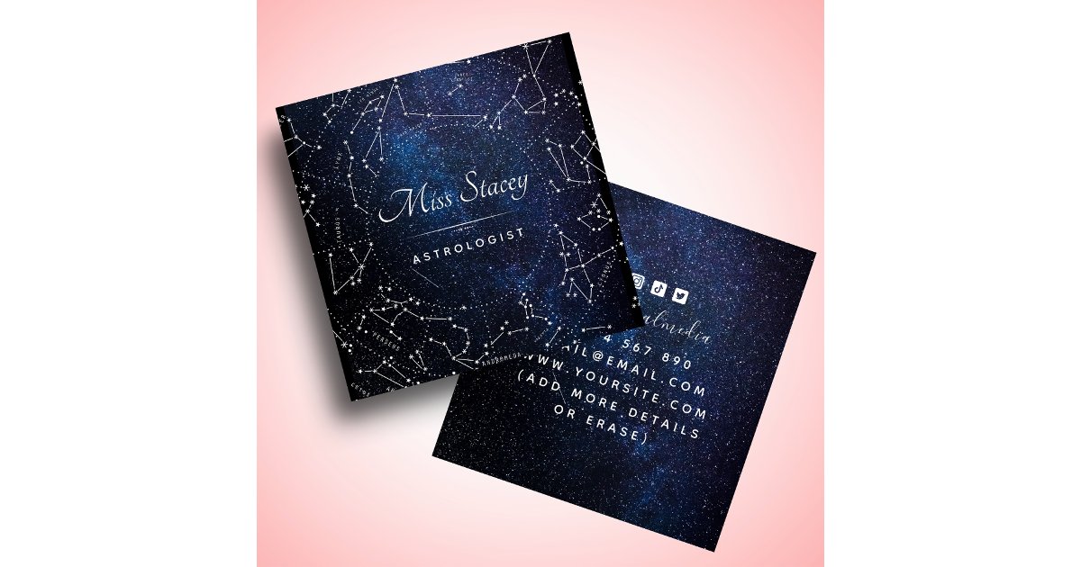 Astrologist Blue Cosmic Sky Star Constellation Square Business Card ...