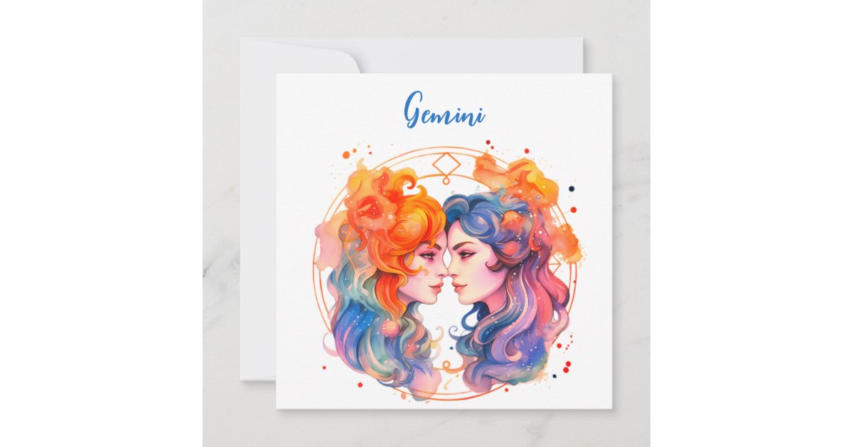 Astrology zodiac sign of Gemini in watercolor Invitation | Zazzle