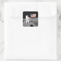 Astronaut Alan Shepard, American Flag on Moon Square Sticker | Zazzle
