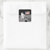 Astronaut Alan Shepard, American Flag on Moon Square Sticker | Zazzle