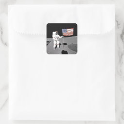 Astronaut Alan Shepard, American Flag on Moon Square Sticker | Zazzle