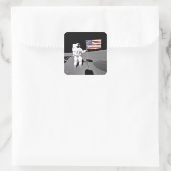 Astronaut Alan Shepard, American Flag on Moon Square Sticker | Zazzle