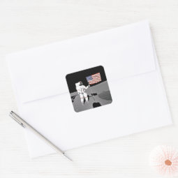 Astronaut Alan Shepard, American Flag on Moon Square Sticker | Zazzle