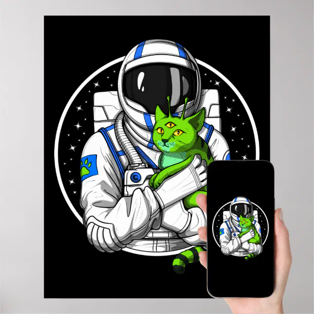 Astronaut Alien Cat Poster | Zazzle