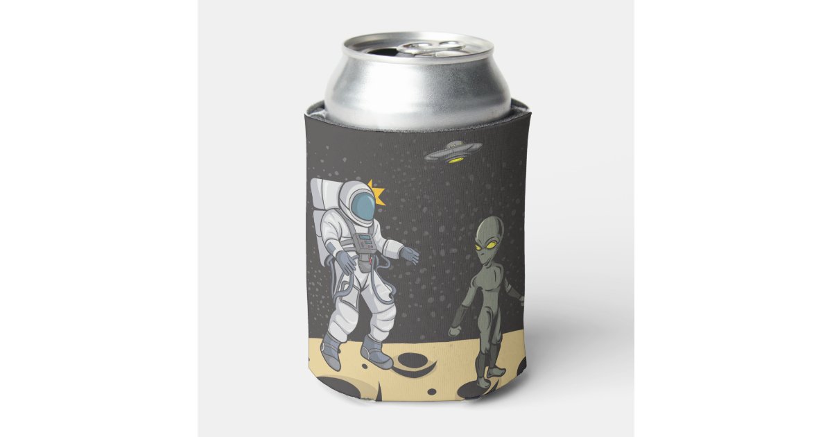 Astronaut and alien can cooler | Zazzle