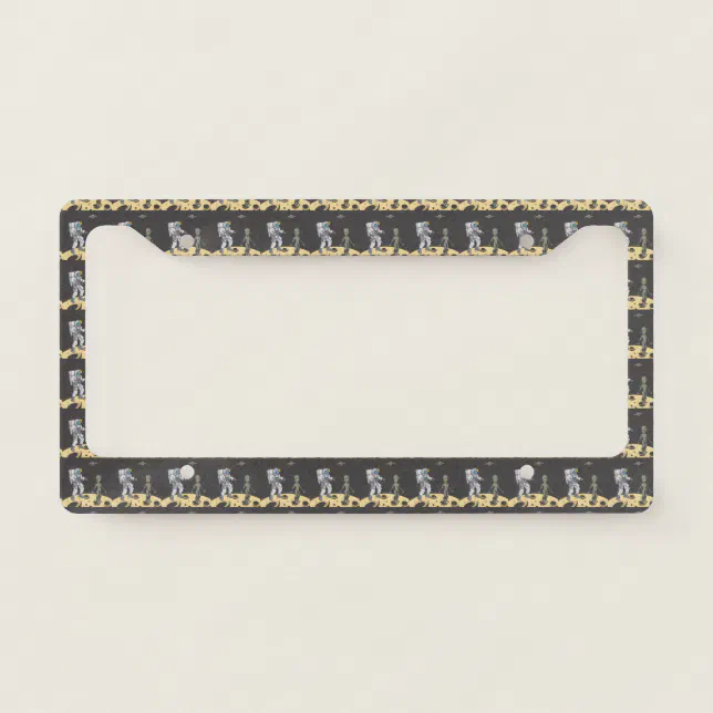 Astronaut and alien license plate frame | Zazzle