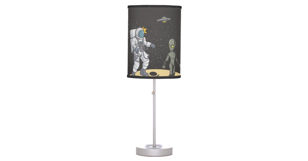 Astronaut and alien table lamp | Zazzle