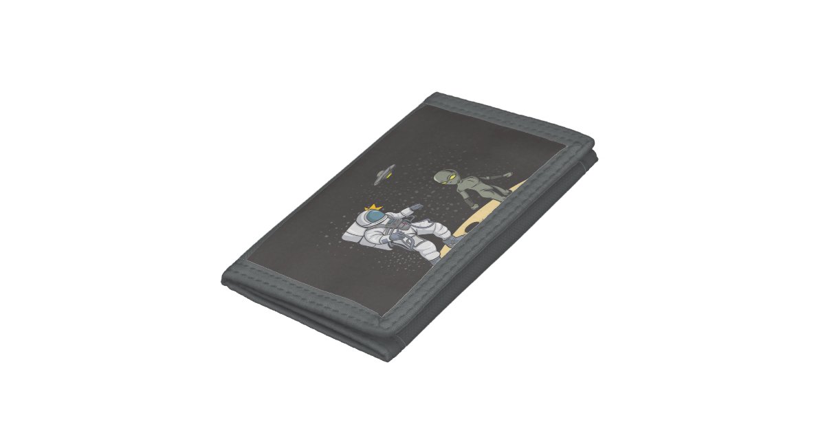 Astronaut and alien trifold wallet | Zazzle