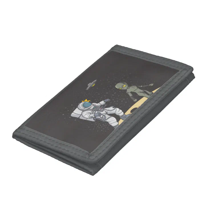 Astronaut and alien trifold wallet | Zazzle