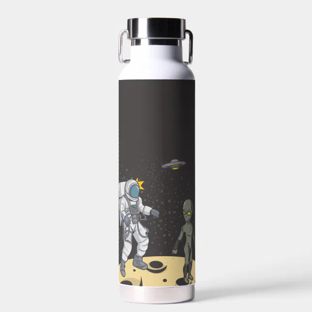 Astronaut and alien water bottle | Zazzle