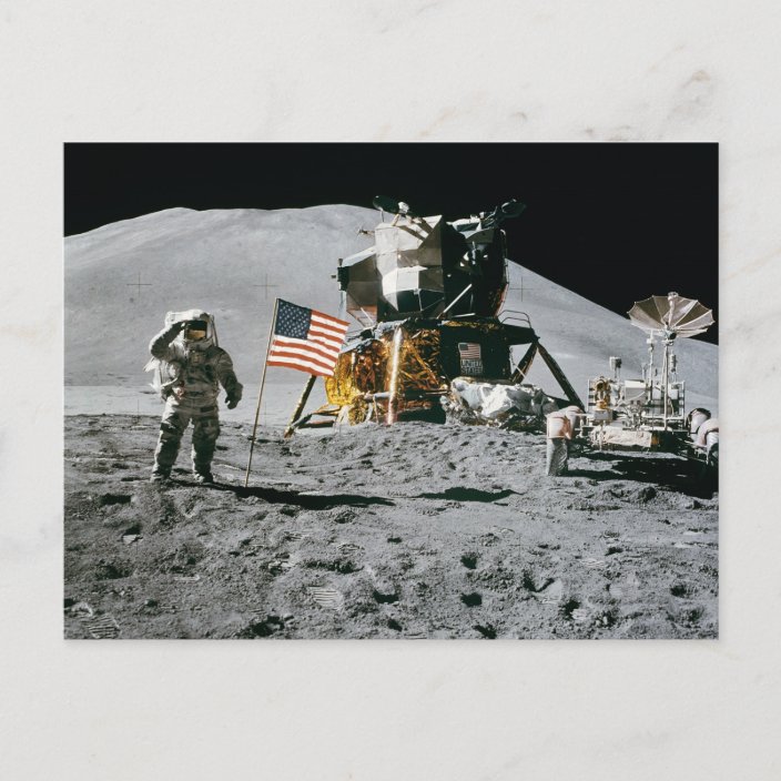 Astronaut and American Flag Apollo Moon Mission Postcard | Zazzle.com