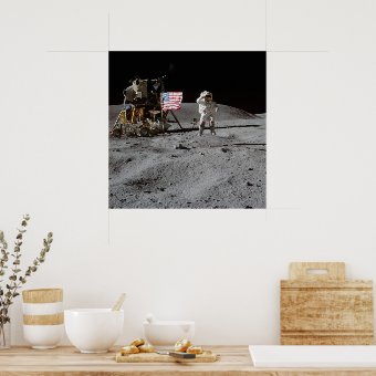 Astronaut and American Flag Apollo Moon Mission Poster | Zazzle