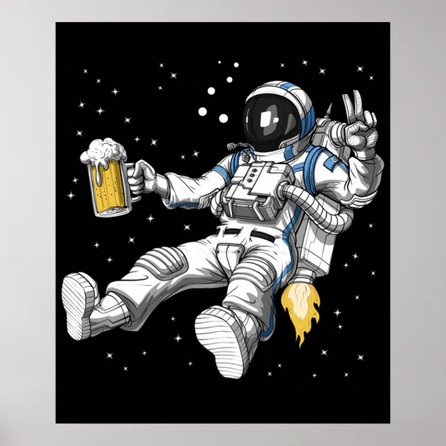 Astronaut Beer Party Poster | Zazzle