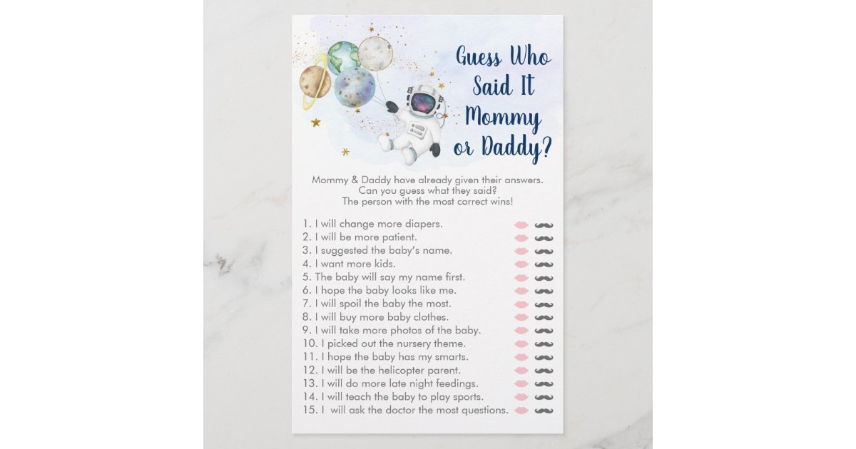 Astronaut Blue Gold Space Guess Who Said It Game | Zazzle