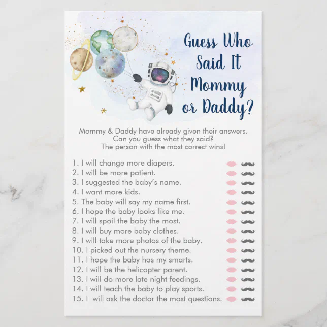 Astronaut Blue Gold Space Guess Who Said It Game | Zazzle