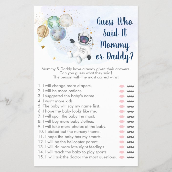 Astronaut Blue Gold Space Guess Who Said It Game | Zazzle.com