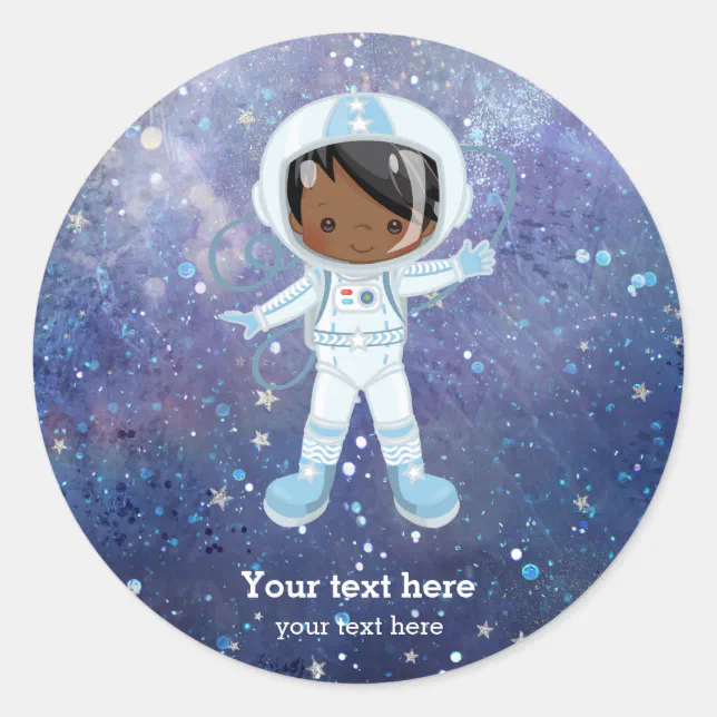 Astronaut boy Outer Space Classic Round Sticker | Zazzle