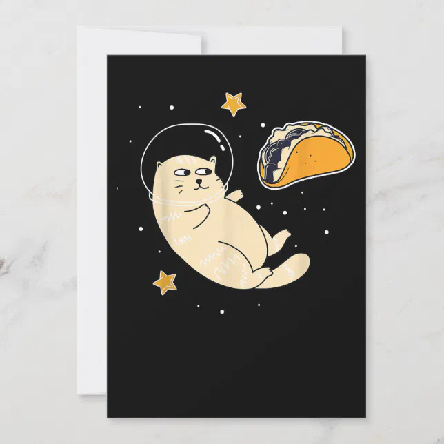 Astronaut Cat in Outer Space Taco Moon Invitation | Zazzle
