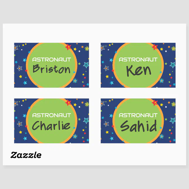Astronaut Favor Box Blank Name Stickers | Zazzle