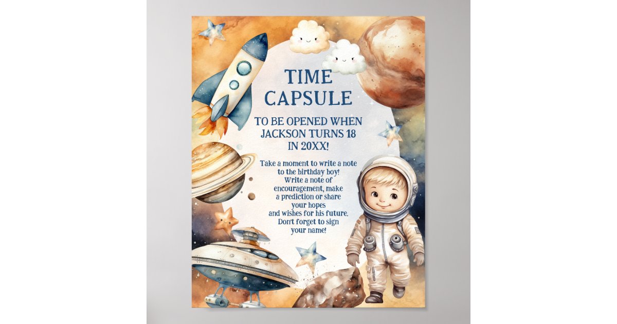Astronaut First Trip Around The Sun Time capsule Poster | Zazzle