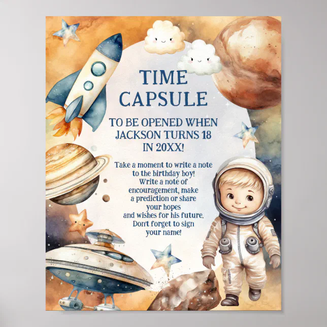 Astronaut First Trip Around The Sun Time capsule Poster | Zazzle