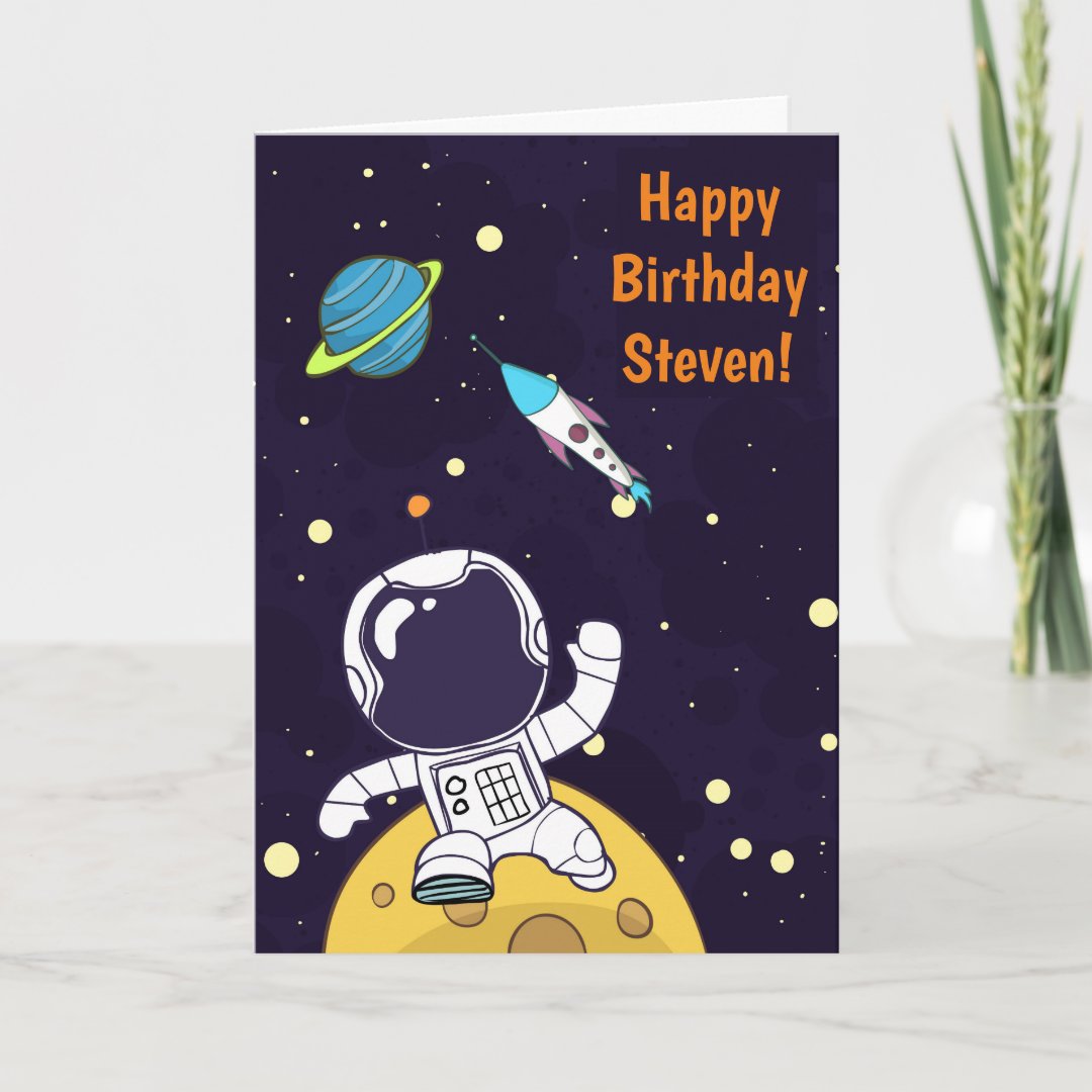 Astronaut Floating in Outer Space Birthday Card | Zazzle