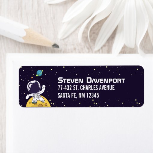 Astronaut Floating in Outer Space Illustration Label | Zazzle